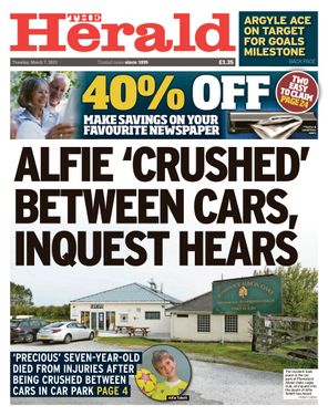 Alfie, 7, was crushed as parked car was struck | The Herald - Newspaper ...