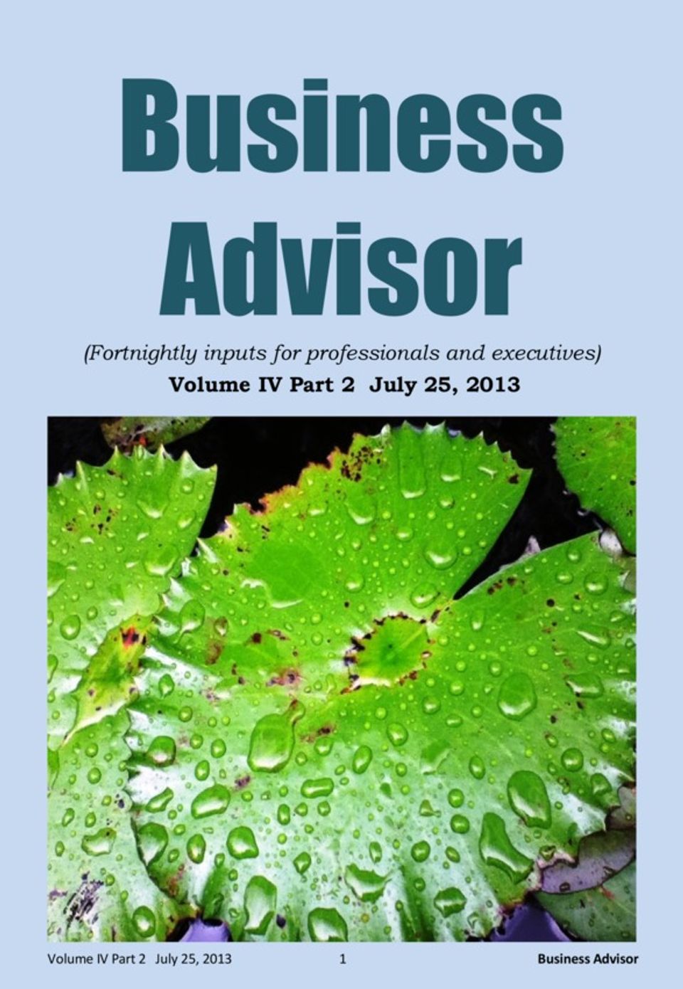 Business Advisor-July 25, 2013 Magazine - Get your Digital Subscription