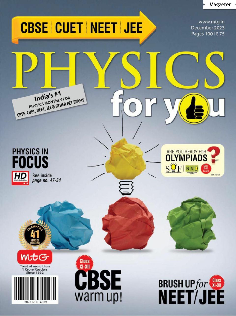 Get digital access to Physics For You - December 2023 issue | Magzter.com