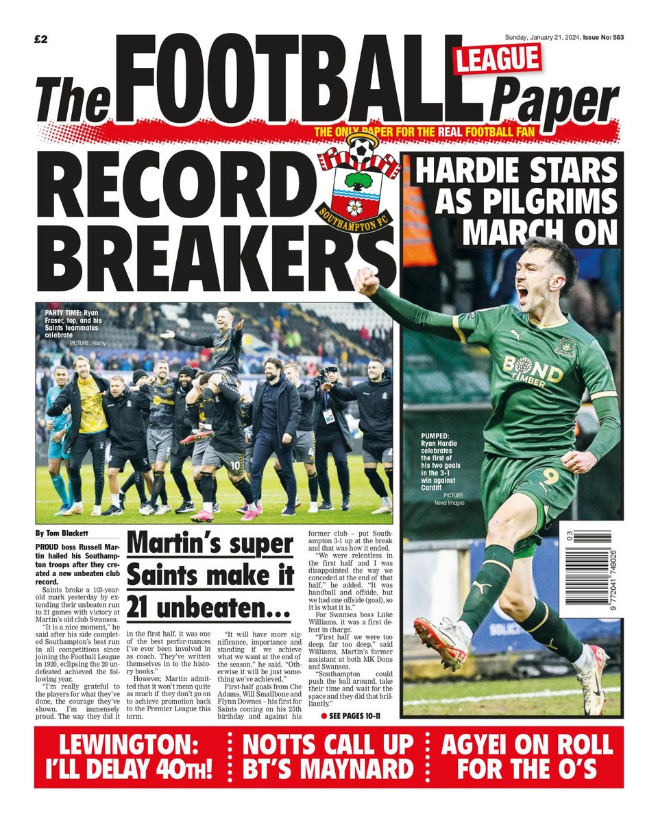Get digital access to The Football League Paper - January 21, 2024 ...