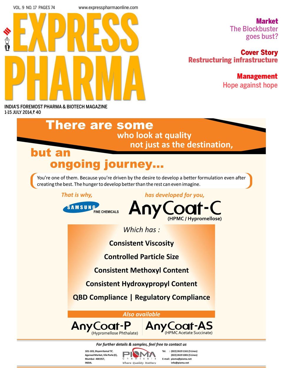 Express Pharma-July 01, 2014 Magazine - Get your Digital Subscription