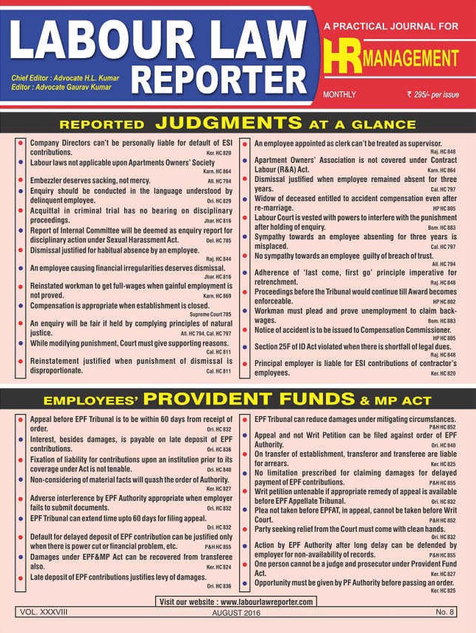 Get digital access to Labour Law Reporter - August 2016 issue | Magzter.com