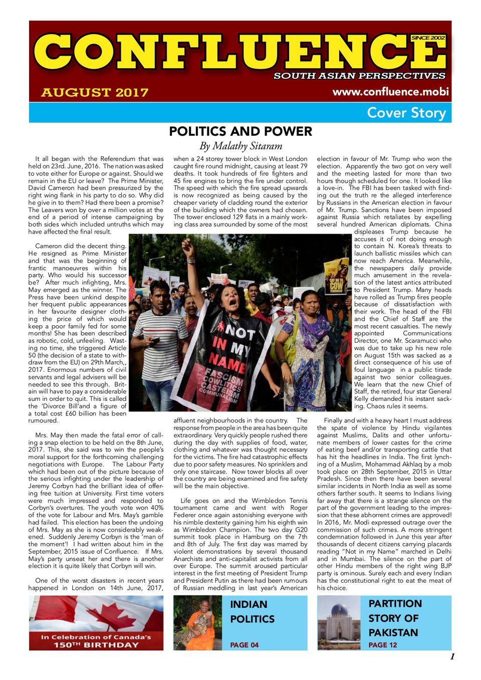Confluence South Asian Perspectives-August 2017 Magazine