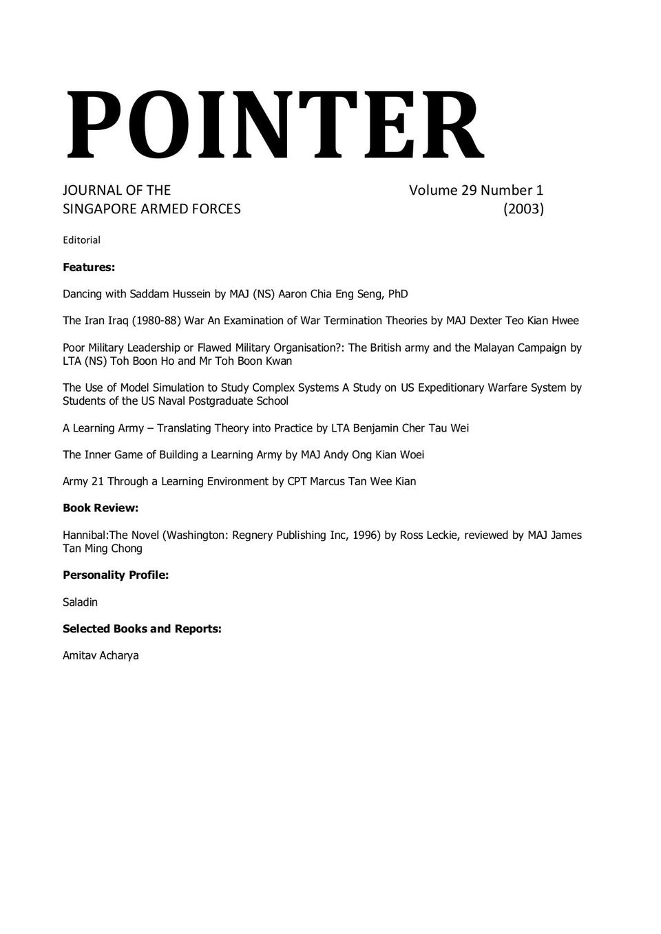 Get digital access to POINTER - Vol. 29 No. 1 issue | Magzter.com