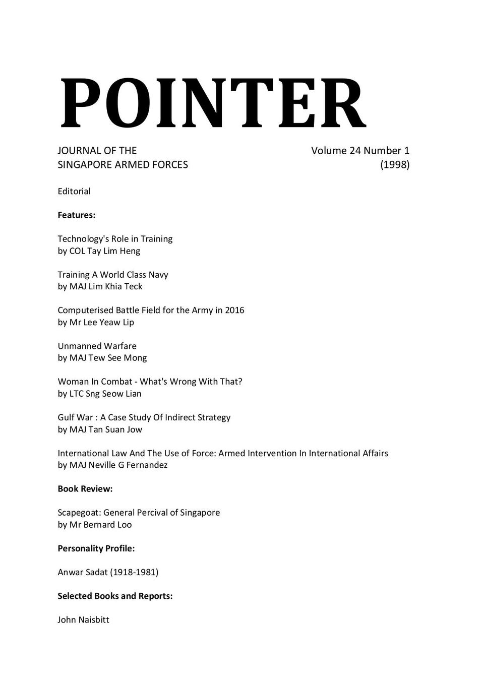 POINTER-Vol. 24 No. 1 Magazine - Get your Digital Subscription