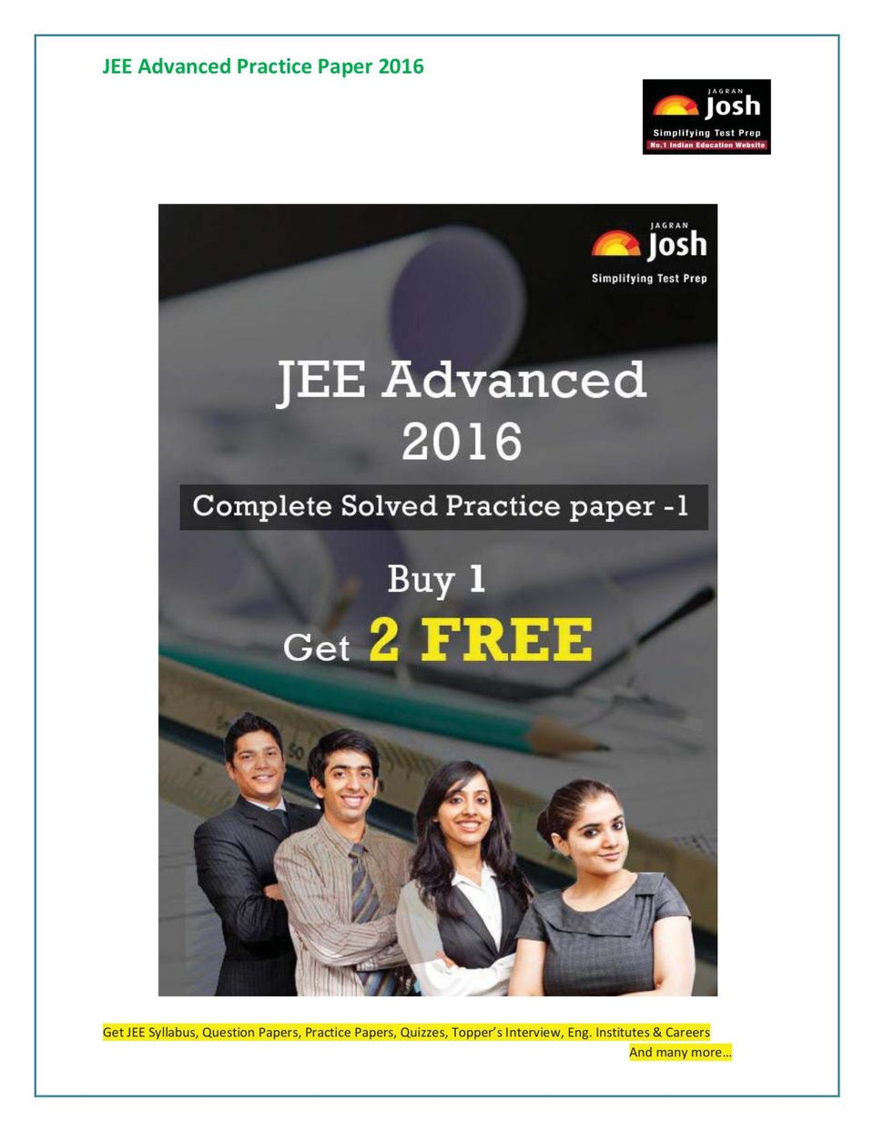 JEE Advanced Solved Practice Paper Magazine - Get your Digital Subscription