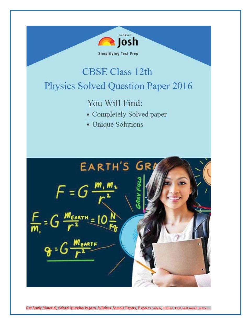 CBSE Class 12th Solved Question Papers PCB Magazine