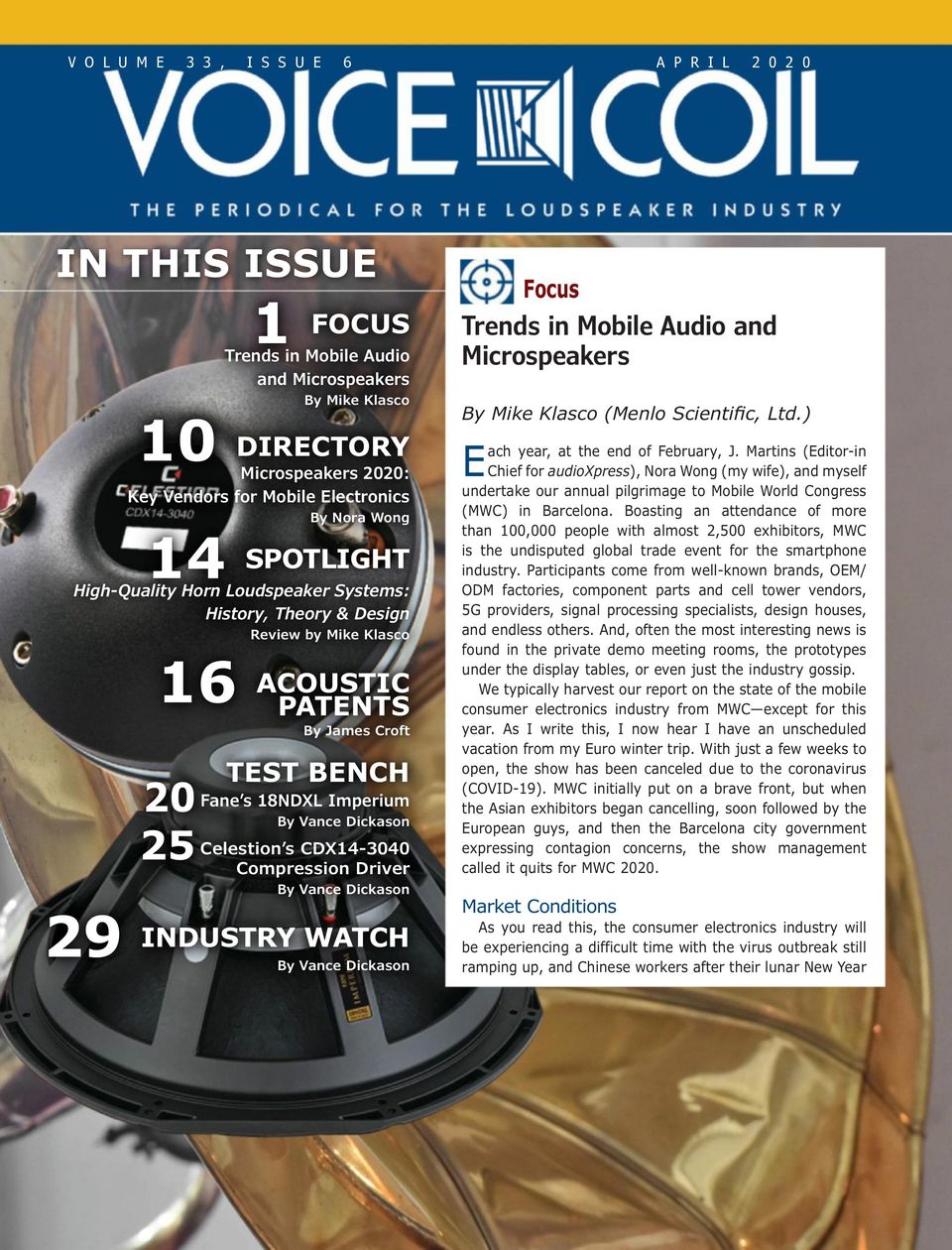 Get digital access to Voice Coil - April 2020 issue | Magzter.com