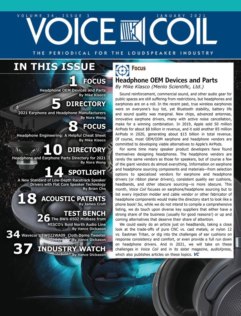 Get digital access to Voice Coil - January 2021 issue | Magzter.com