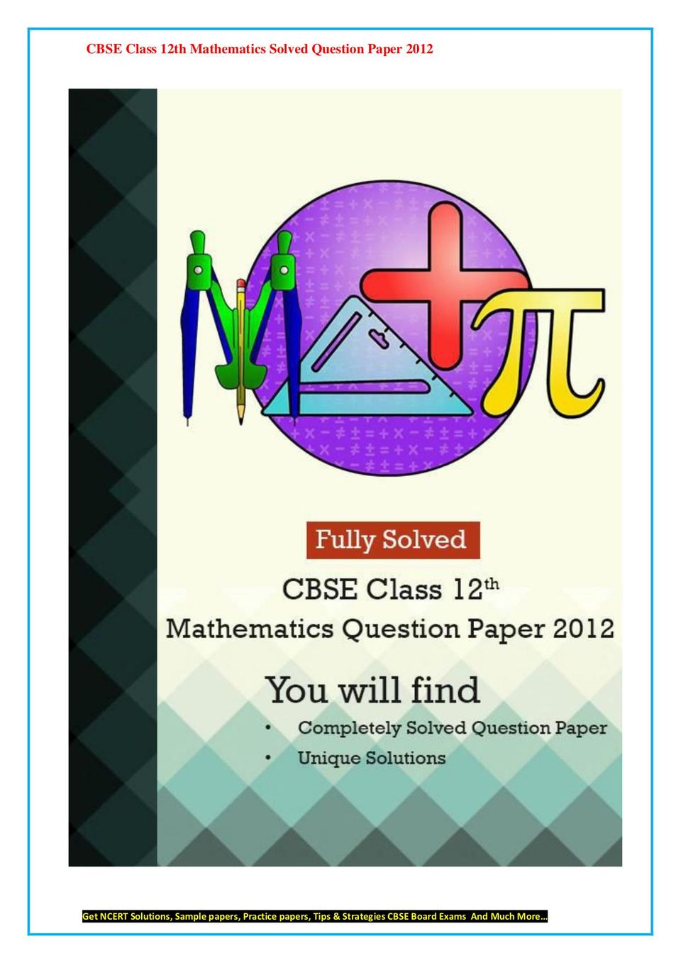 CBSE Class 12th Maths Solved Paper 2012-2017 Magazine