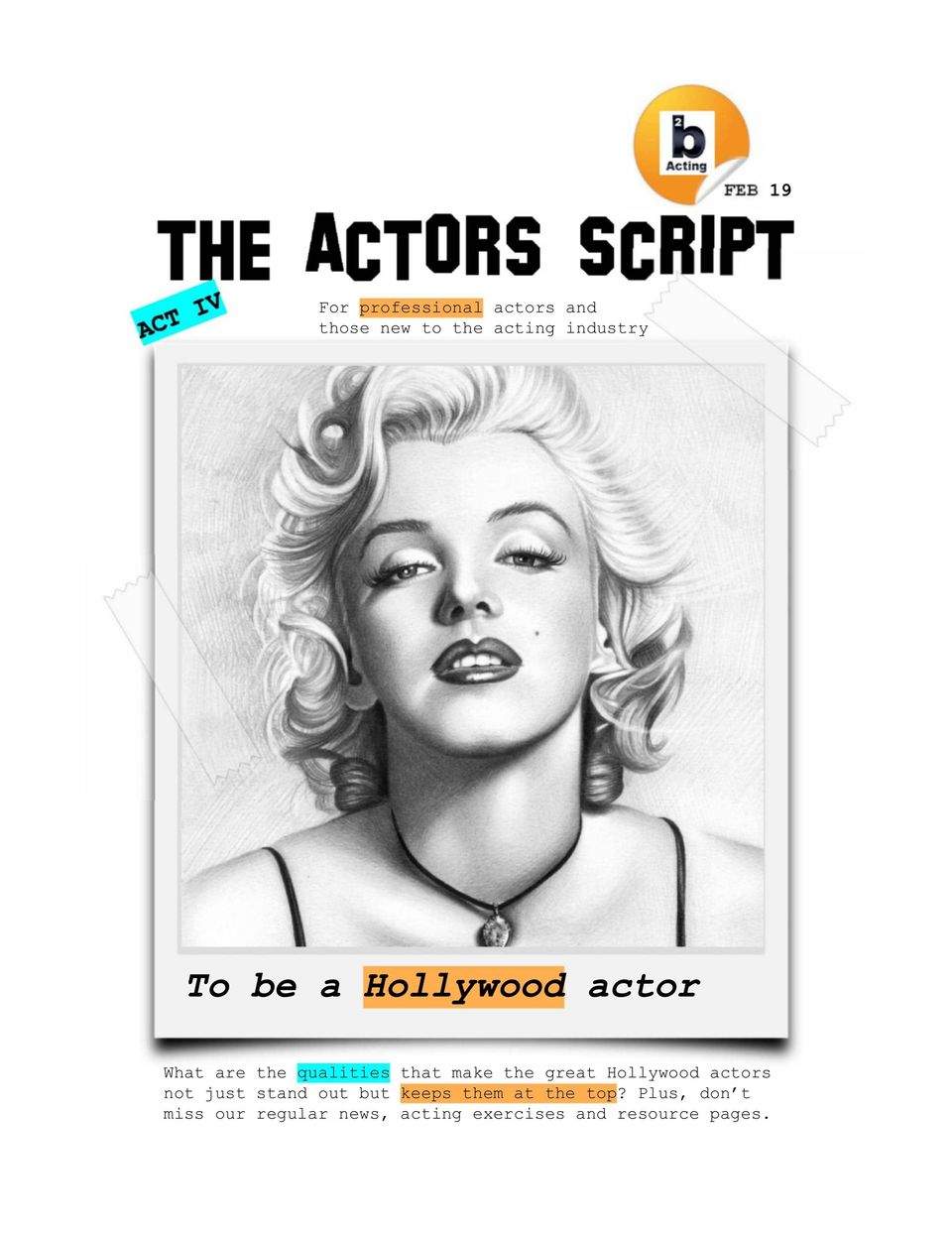 The Actors Script-February 2019 Magazine - Get your Digital Subscription