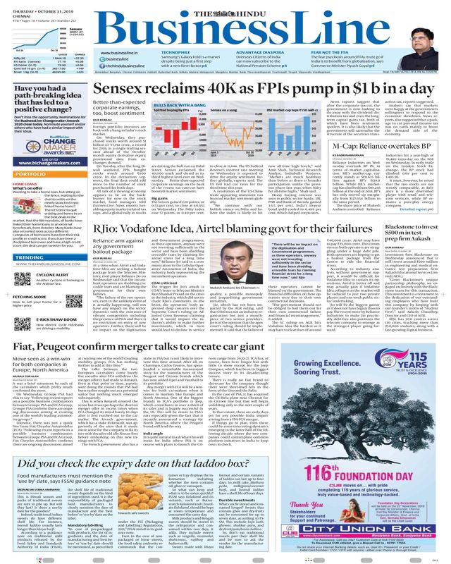 Get digital access to The Hindu Business Line - October 31, 2019 issue ...