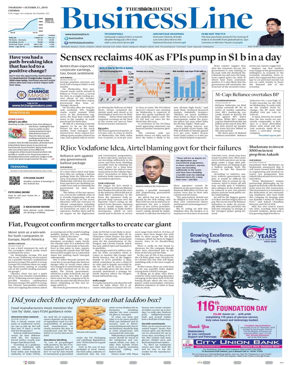 The Hindu Business Line-October 31, 2019 Newspaper