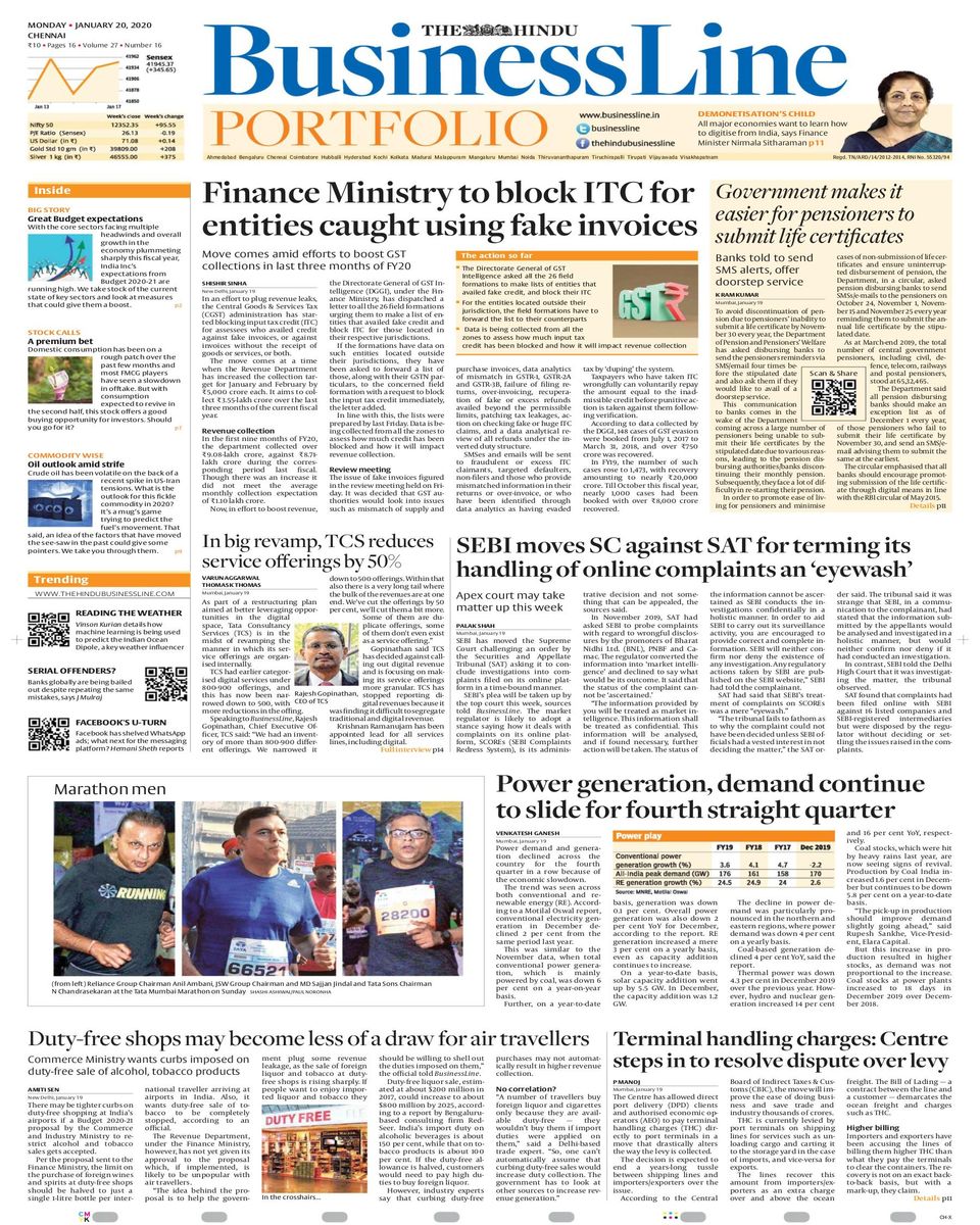 The Hindu Business Line-January 20, 2020 Newspaper