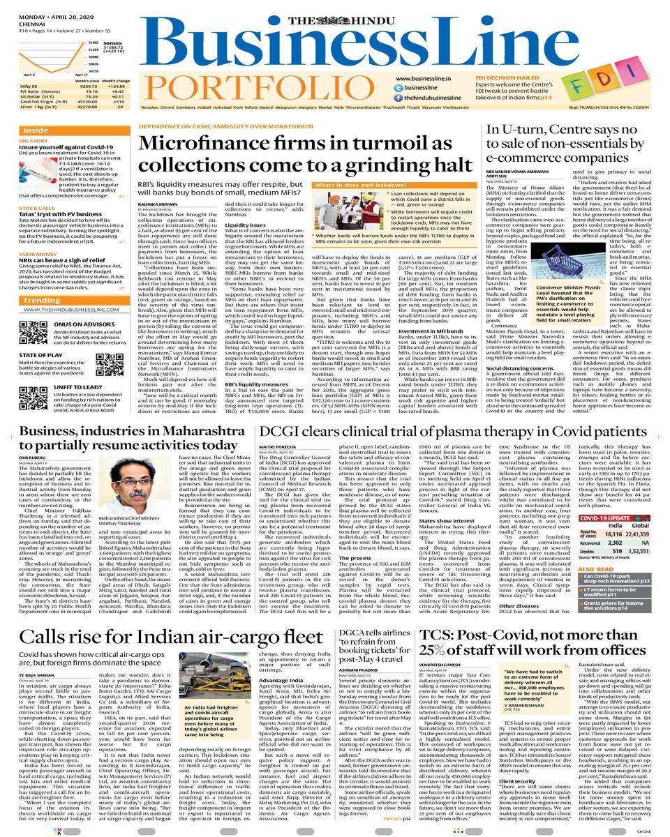 The Hindu Business Line-April 20, 2020 Newspaper