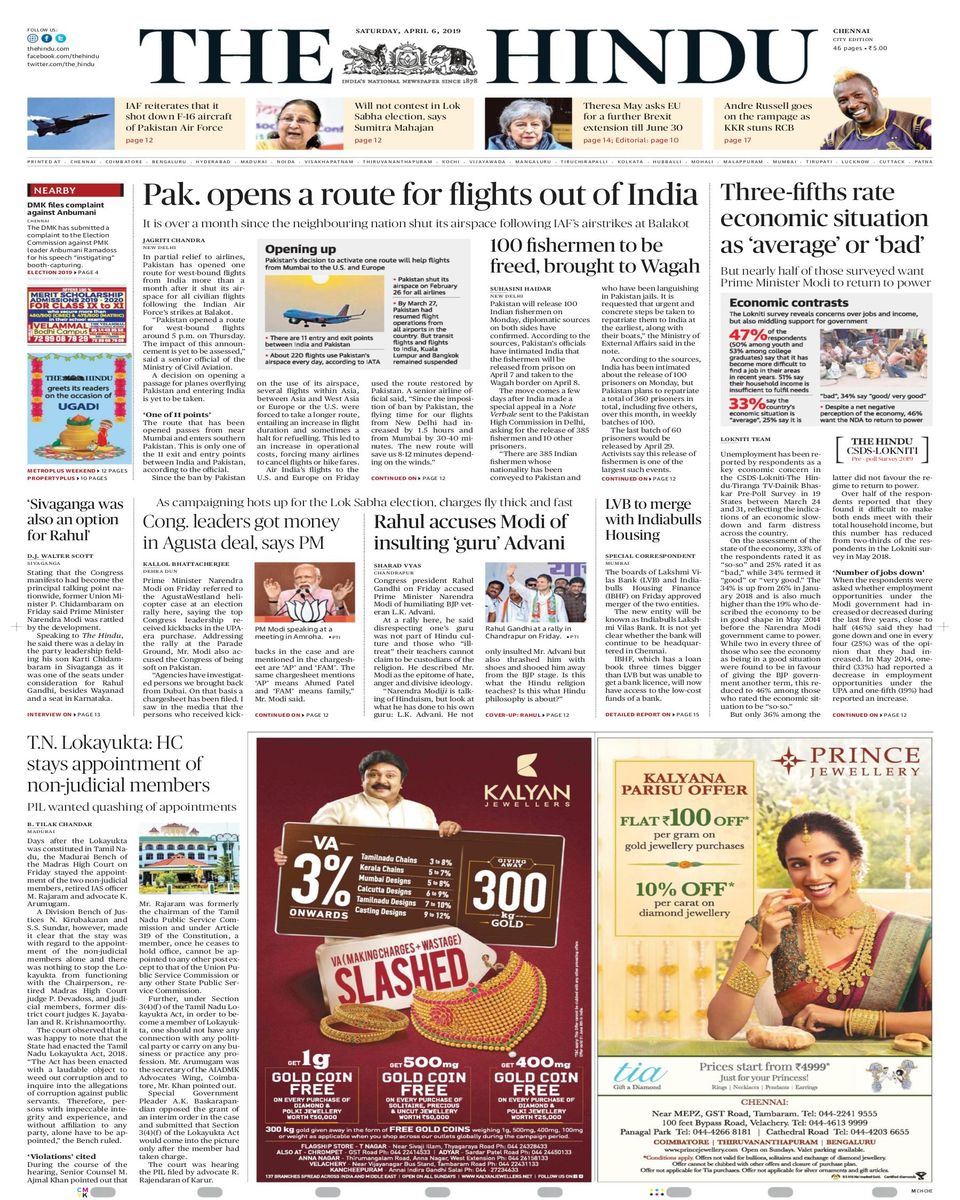 The Hindu-April 06, 2019 Newspaper - Get your Digital Subscription