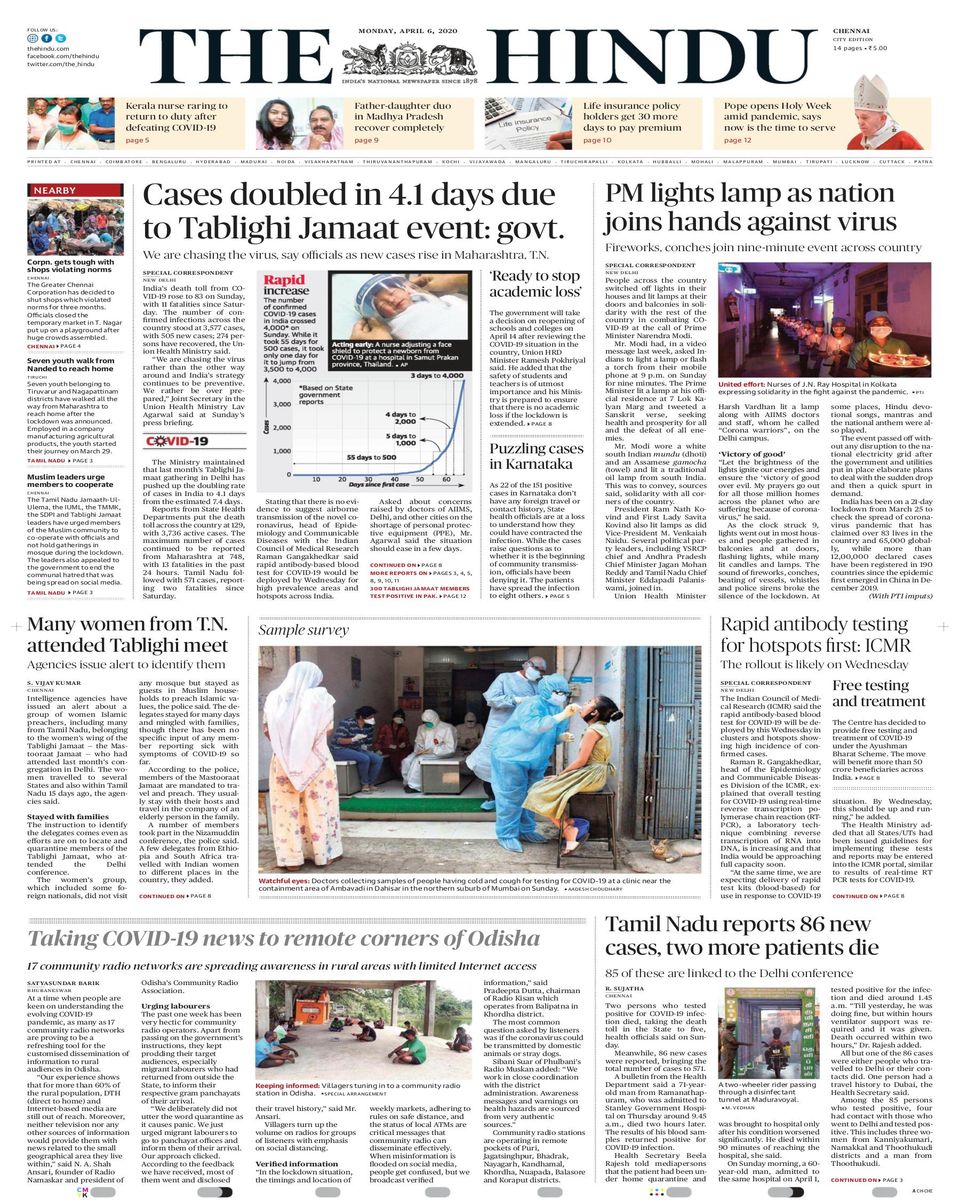 The Hindu-April 06, 2020 Newspaper - Get your Digital Subscription