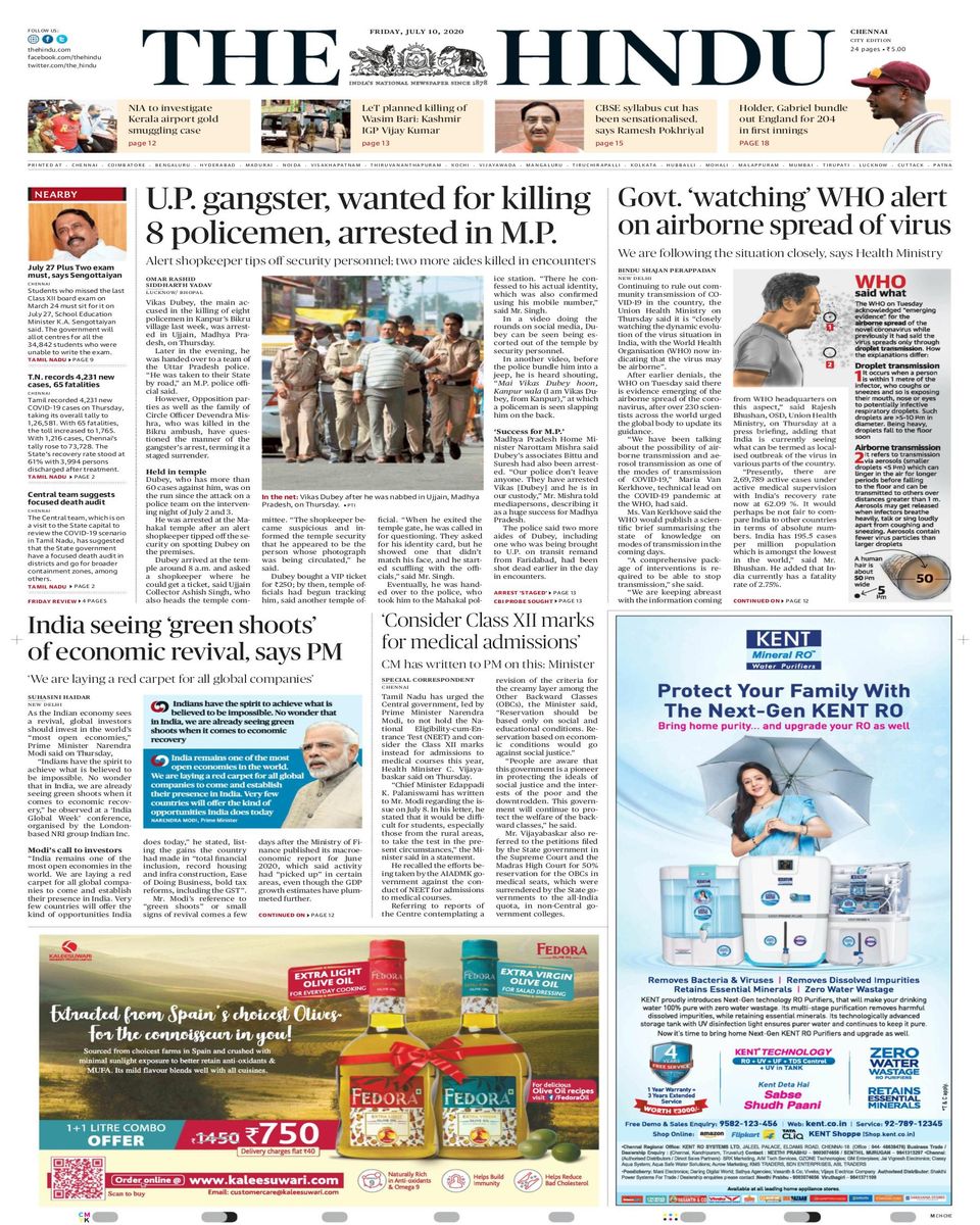 The Hindu-July 10, 2020 Newspaper - Get your Digital Subscription