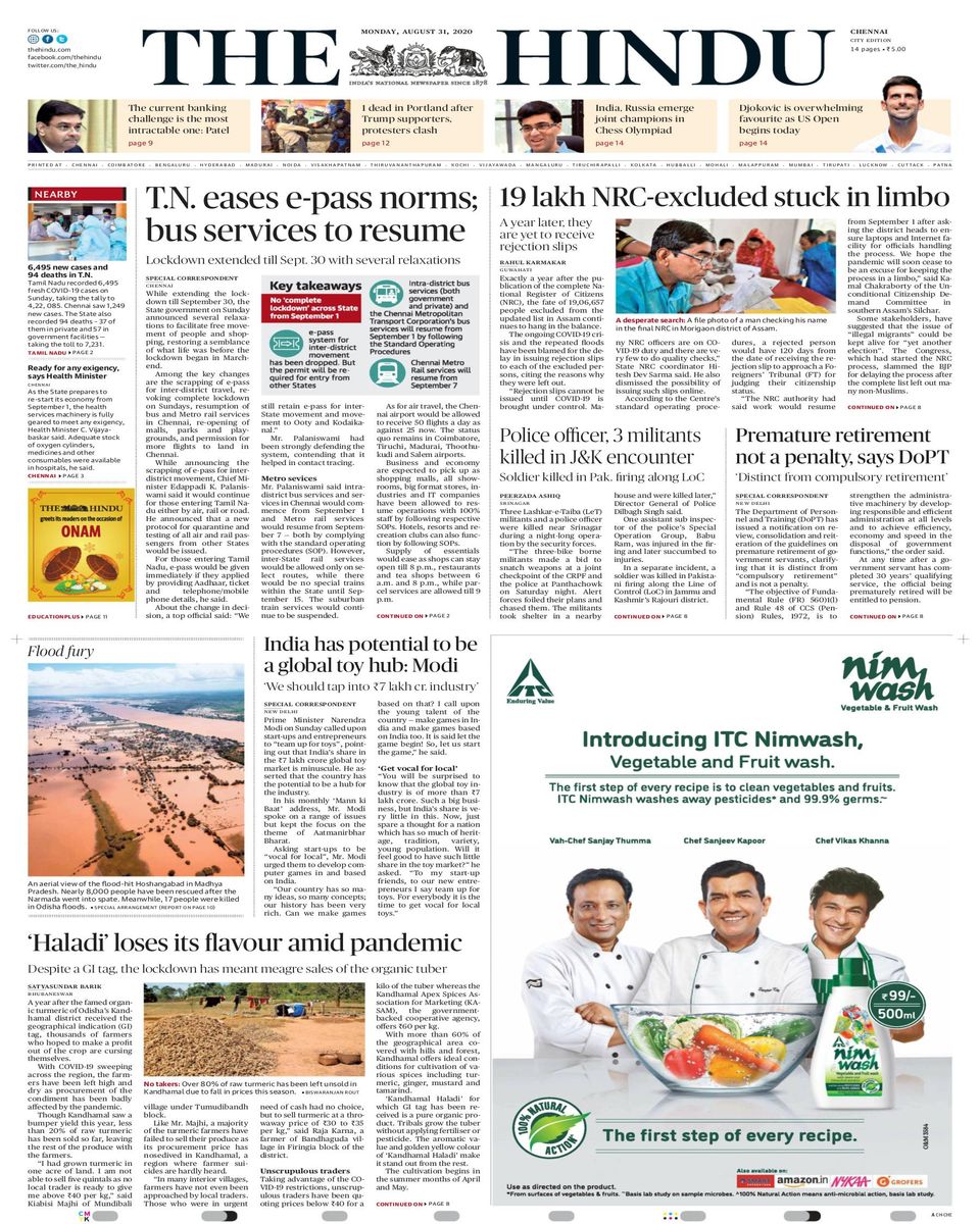 Get digital access to The Hindu - August 31, 2020 issue | Magzter.com