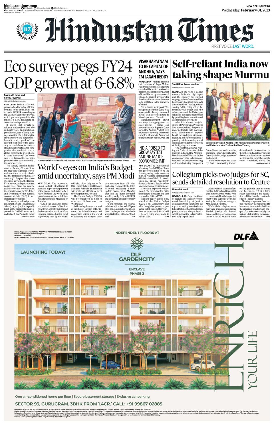 Hindustan Times Delhi-February 01, 2023 Newspaper
