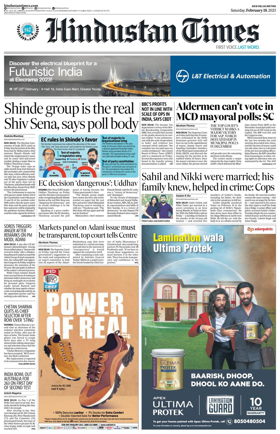 Hindustan Times Delhi-February 18, 2023 Newspaper