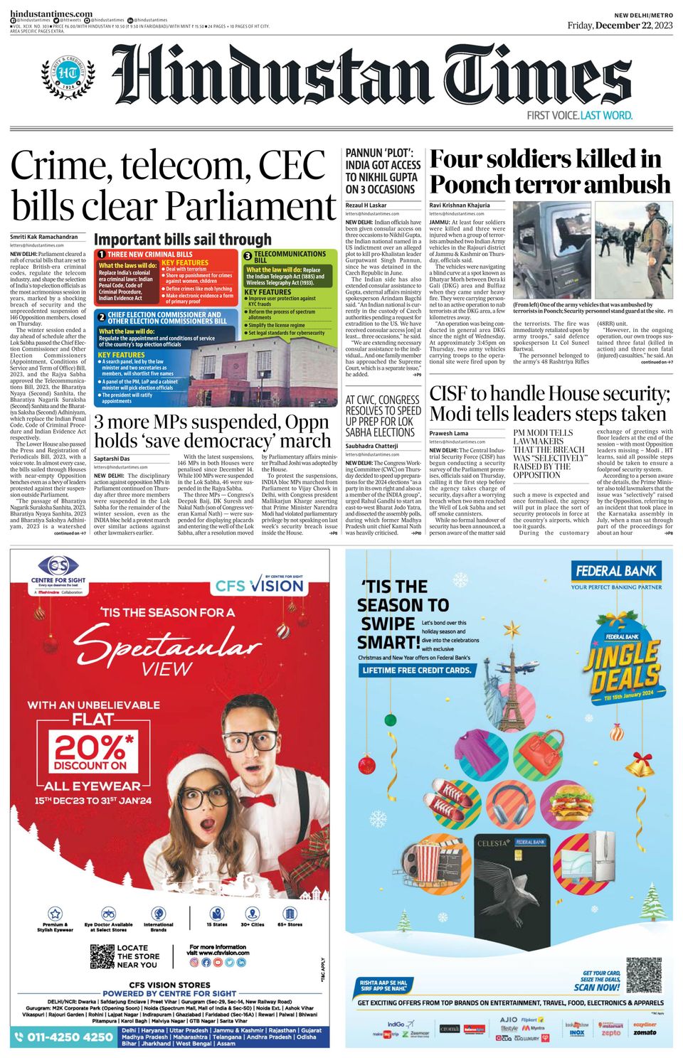 Hindustan Times Delhi-December 22, 2023 Newspaper