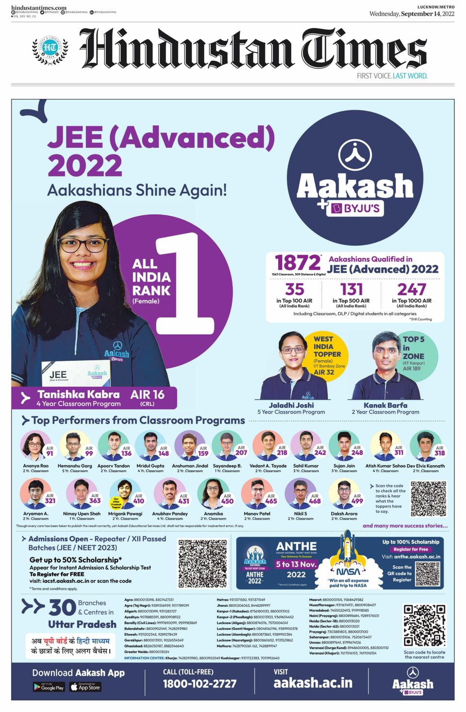 Get digital access to Hindustan Times Lucknow - September 14, 2022 ...