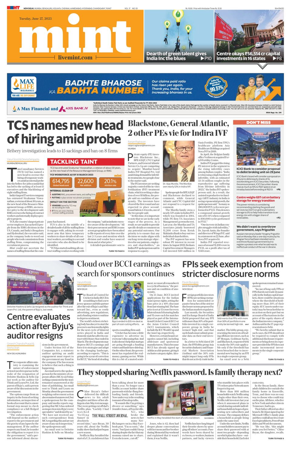 Mint New Delhi-June 27, 2023 Newspaper - Get your Digital Subscription