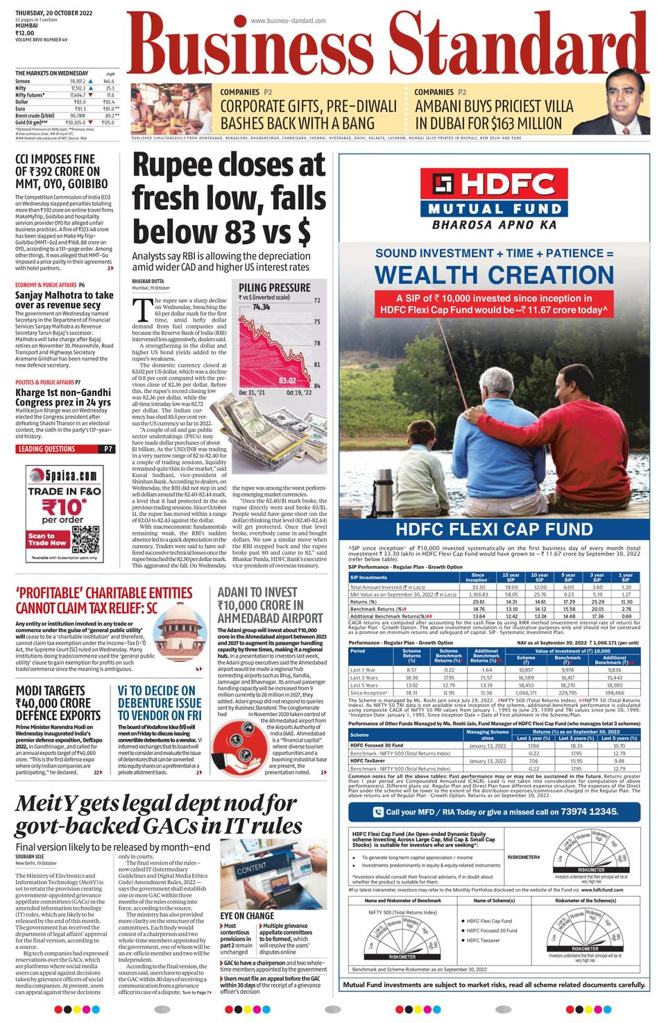 Get digital access to Business Standard - October 20, 2022 issue ...
