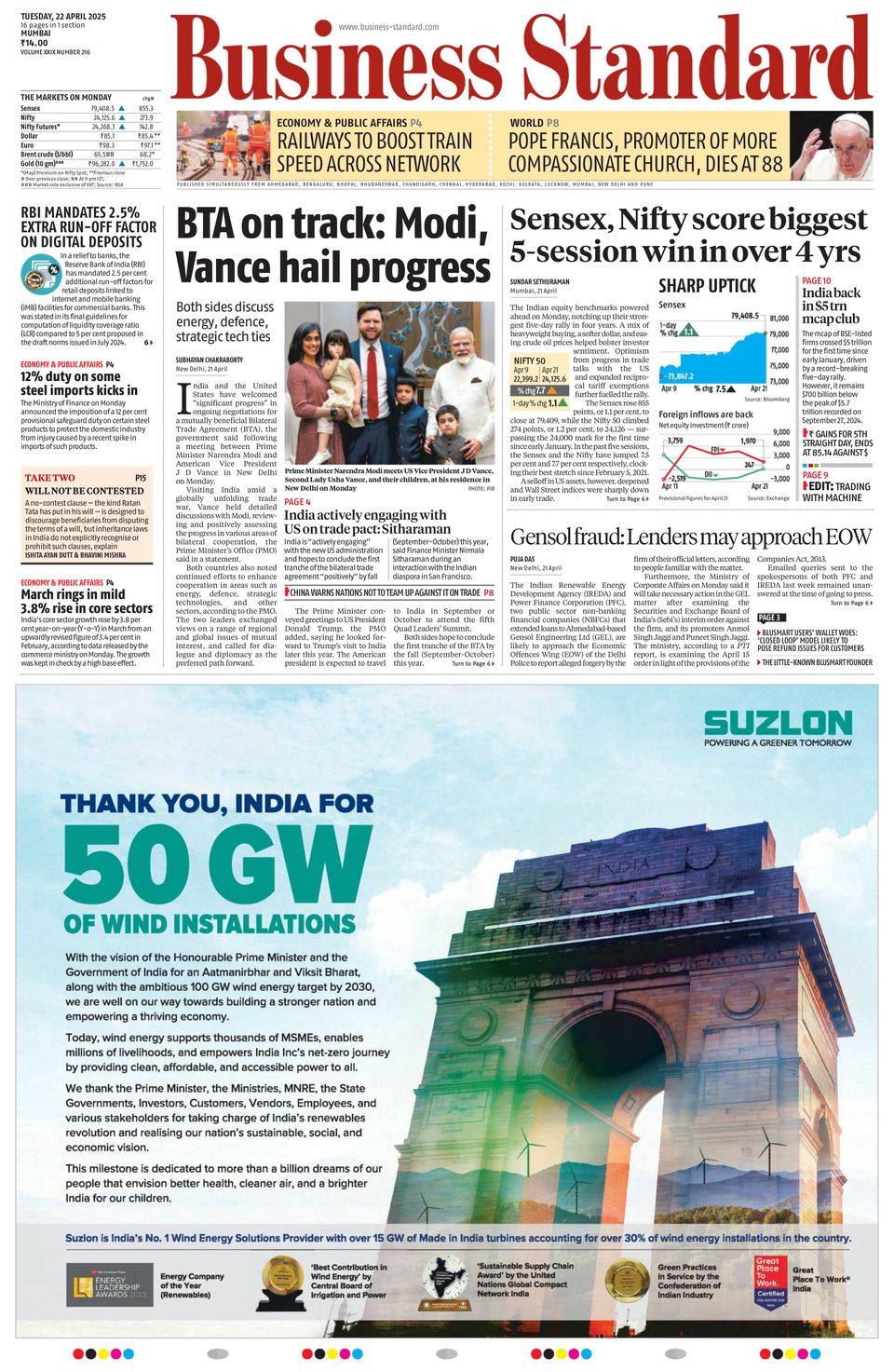 Get digital access to Business Standard - April 22, 2025 issue ...