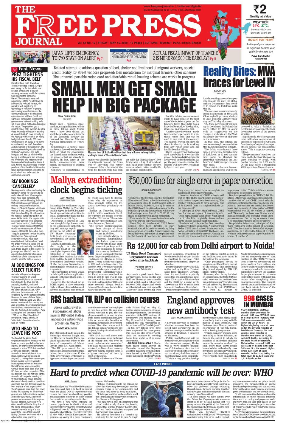 Get digital access to The Free Press Journal - Mumbai - May 15, 2020 ...