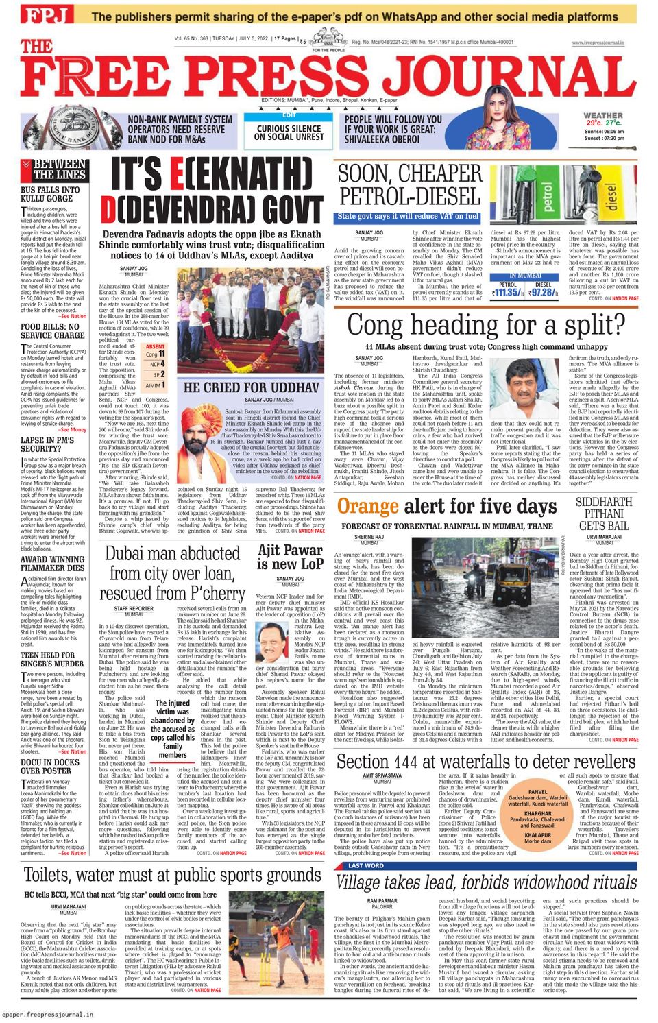 Get digital access to The Free Press Journal - Mumbai - July 05, 2022 issue | Magzter.com