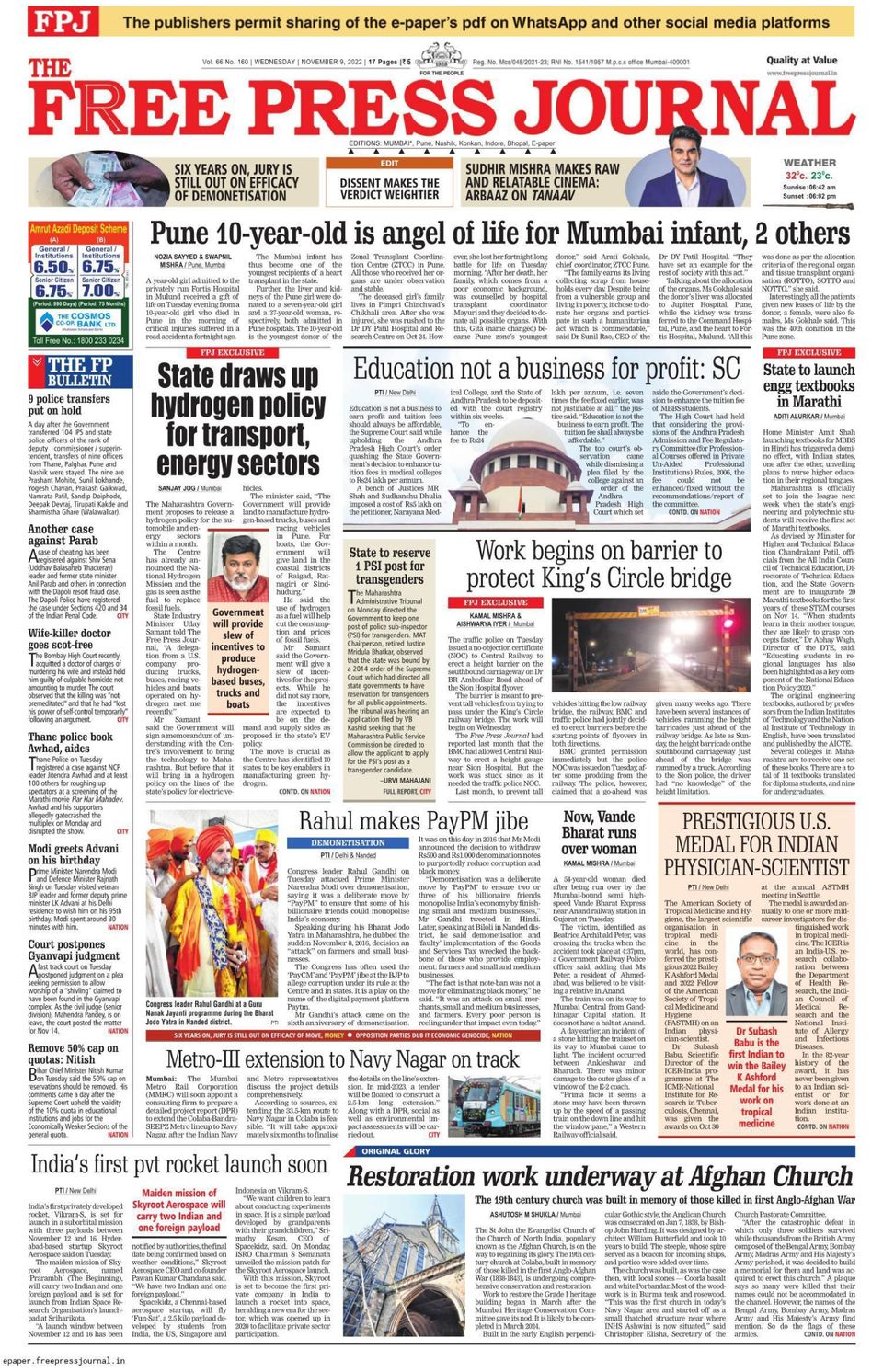 Get digital access to The Free Press Journal - Mumbai - November 09, 2022 issue | Magzter.com