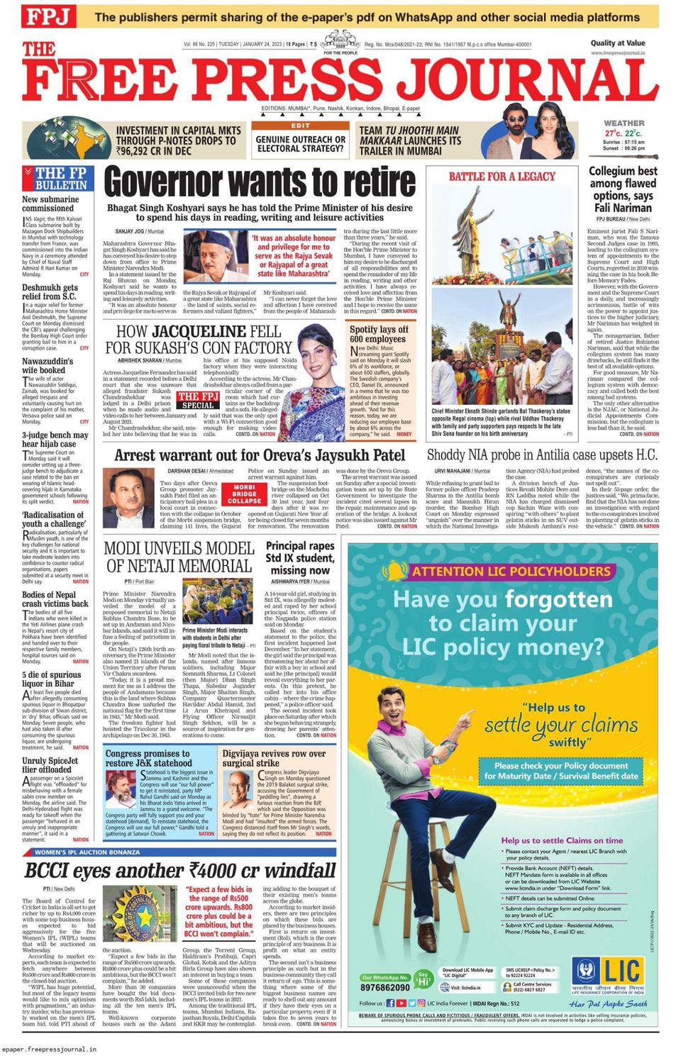 Get digital access to The Free Press Journal - Mumbai - January 24 ...
