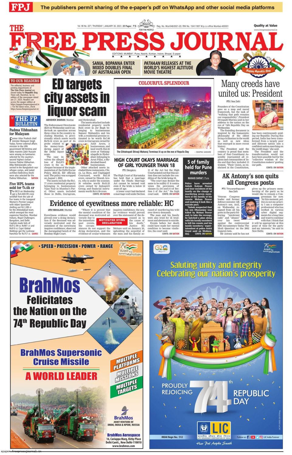 Get digital access to The Free Press Journal - Mumbai - January 26 ...
