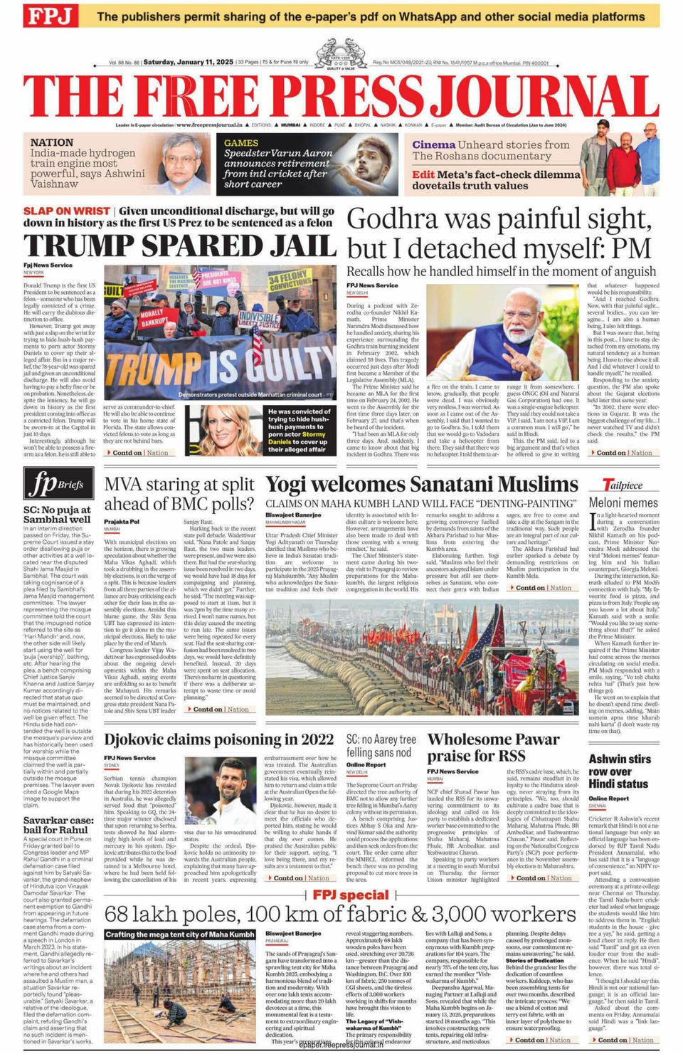 Get digital access to The Free Press Journal - Mumbai - January 11, 2025 issue | Magzter.com