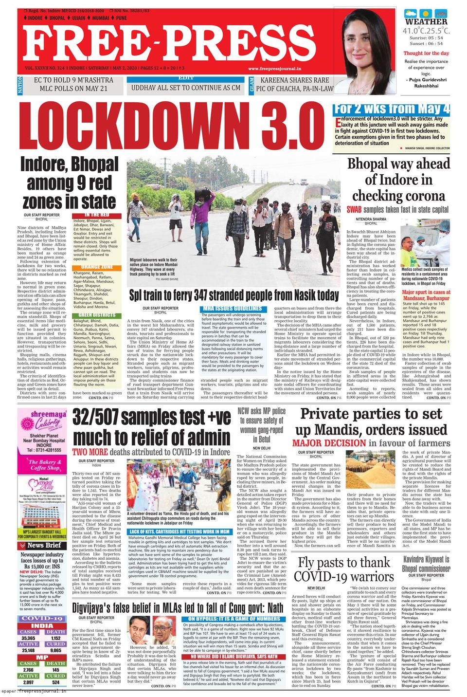 The Free Press Journal - Ujjain-May 02, 2020 Newspaper