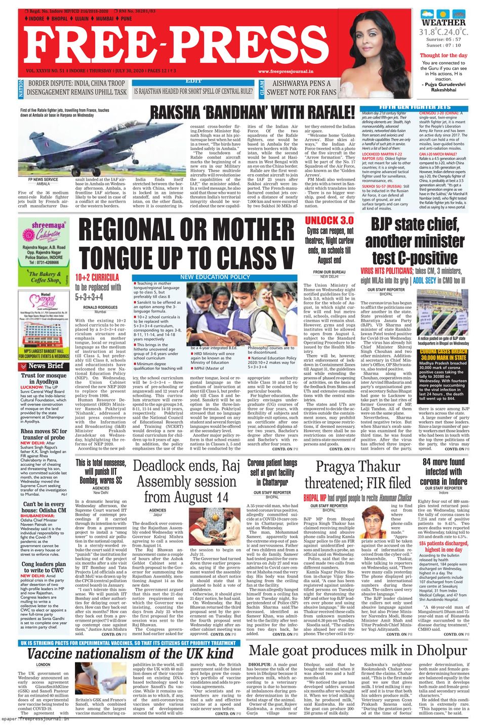 Get digital access to The Free Press Journal - Ujjain - July 30, 2020 ...