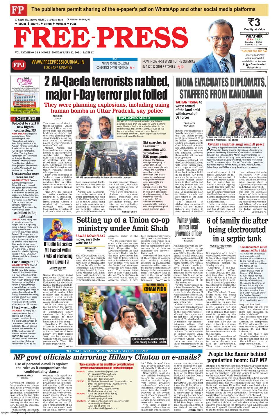 Get digital access to The Free Press Journal - Indore - July 12, 2021 ...