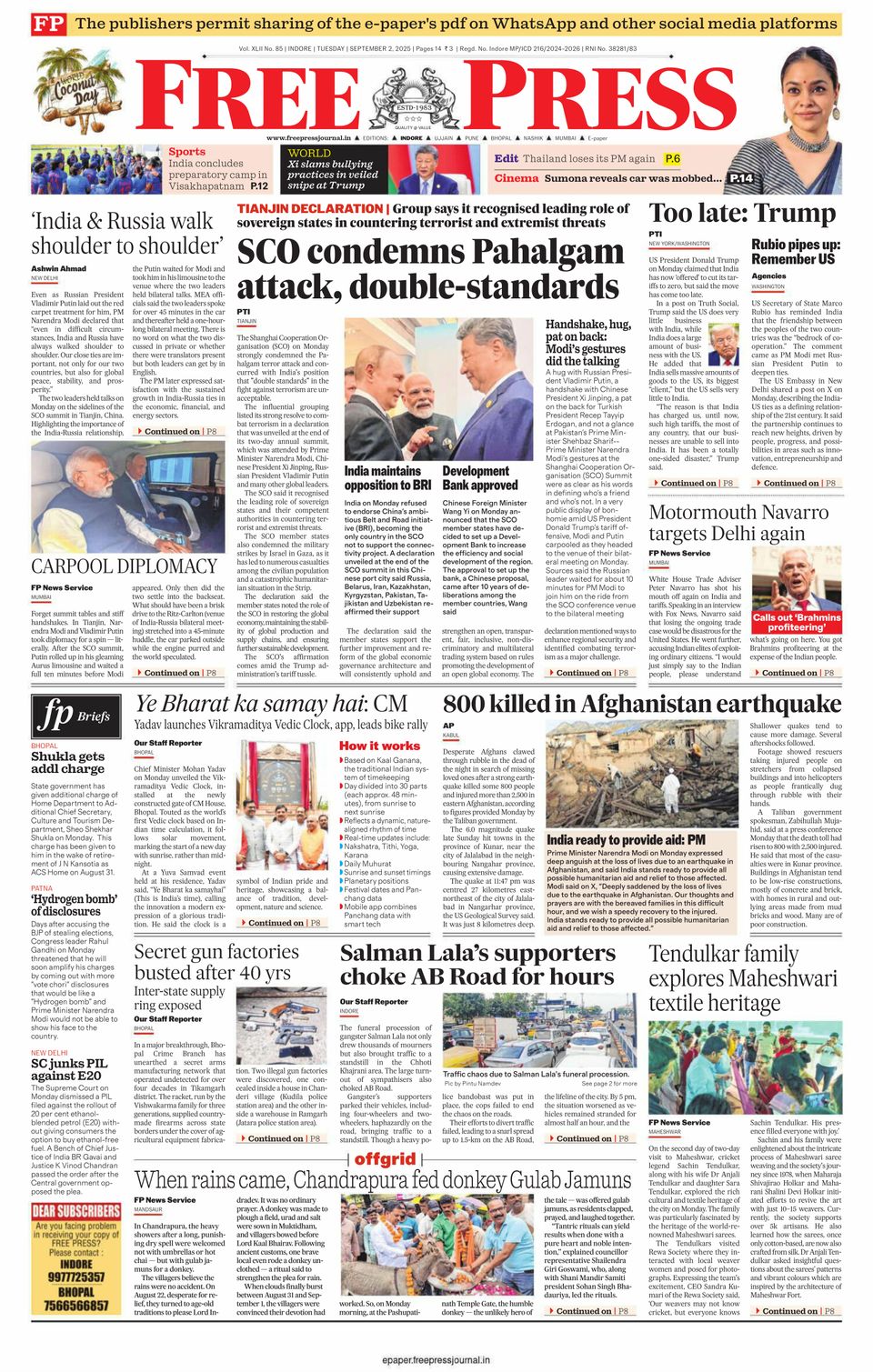 Get digital access to The Free Press Journal - Indore - September 02 ...