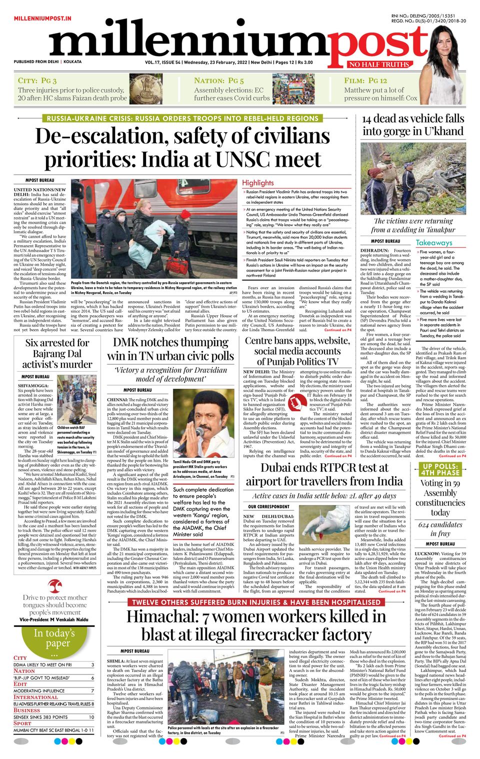 Millennium Post Delhi-February 23, 2022 Newspaper