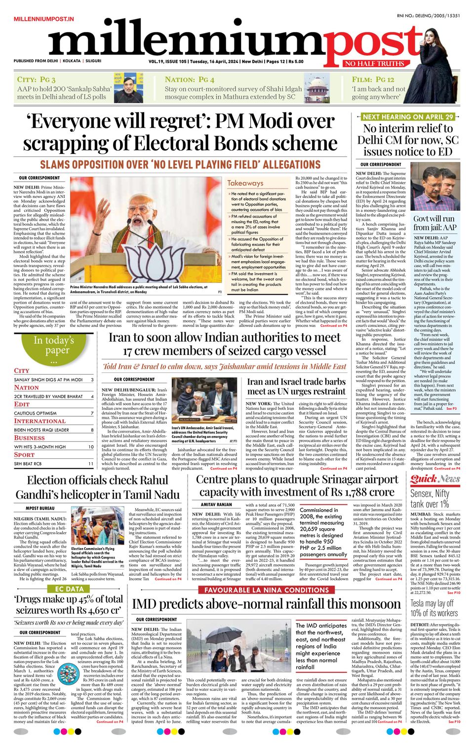 Millennium Post Delhi-April 16, 2024 Newspaper