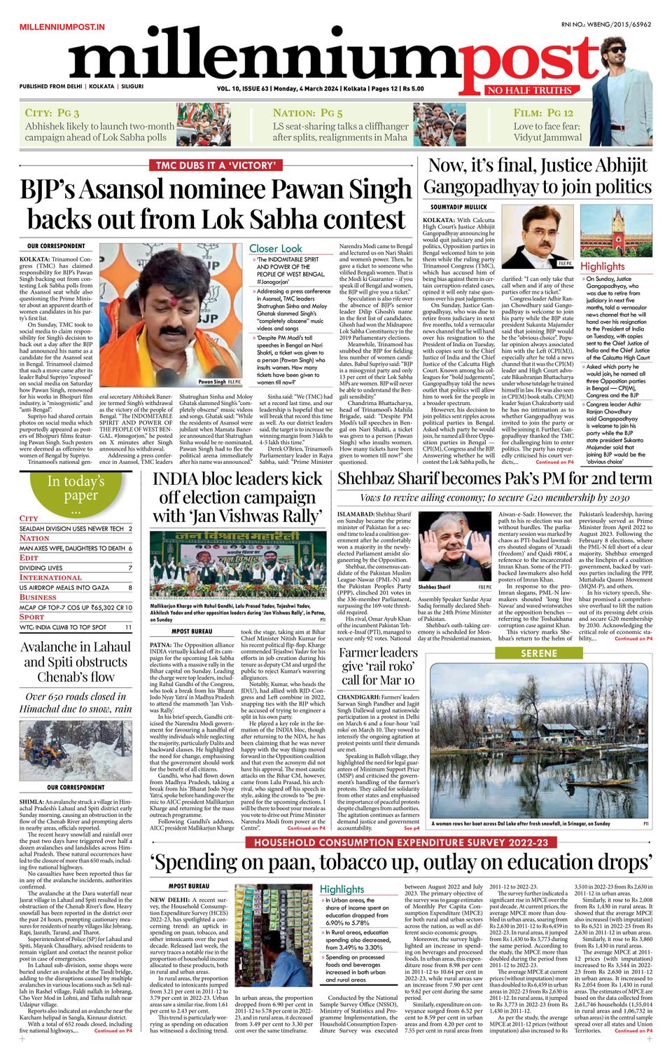 Millennium Post Kolkata-March 04, 2024 Newspaper