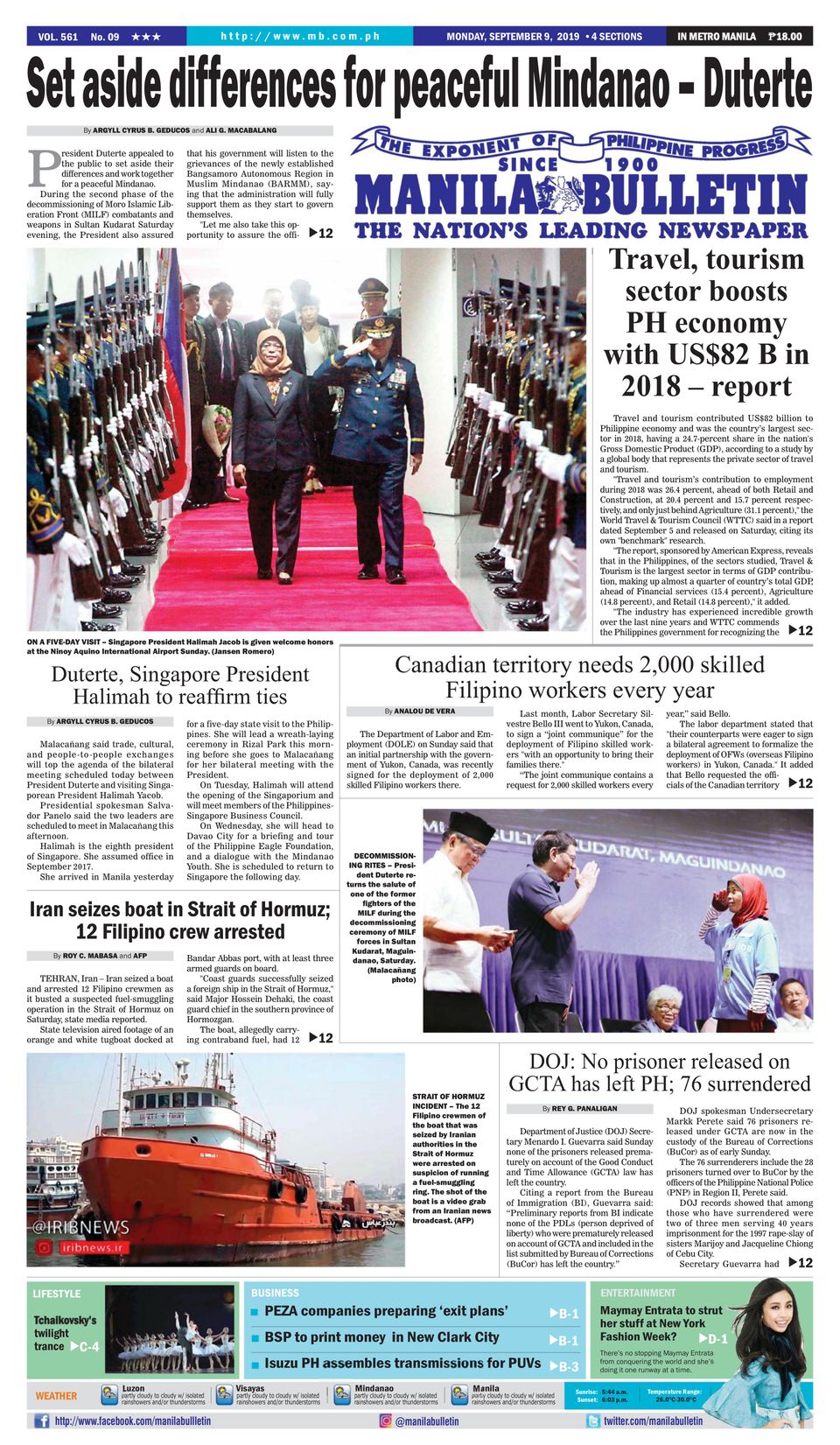 Manila Bulletin-September 9, 2019 Newspaper - Get your Digital Subscription