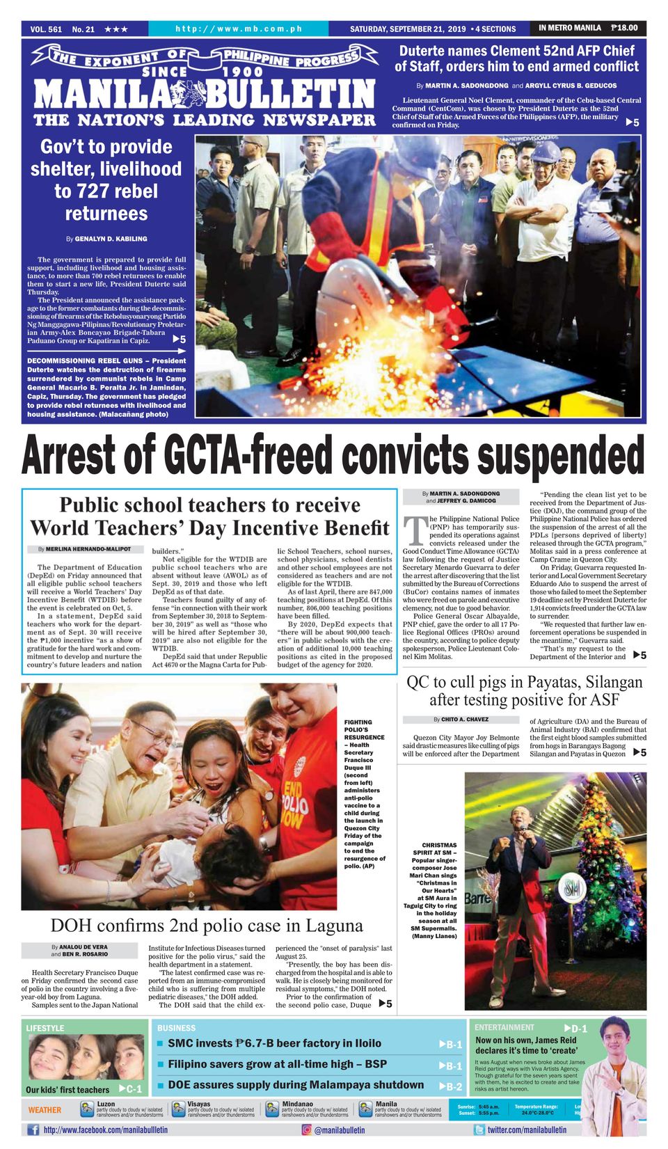 Get digital access to Manila Bulletin - September 21, 2019 issue ...