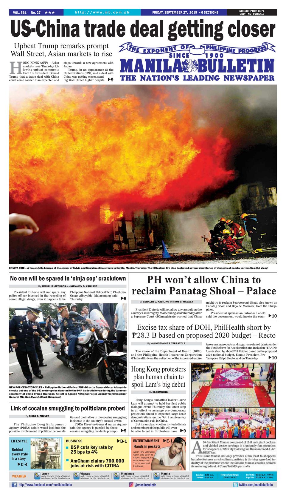 Get digital access to Manila Bulletin - September 27, 2019 issue ...