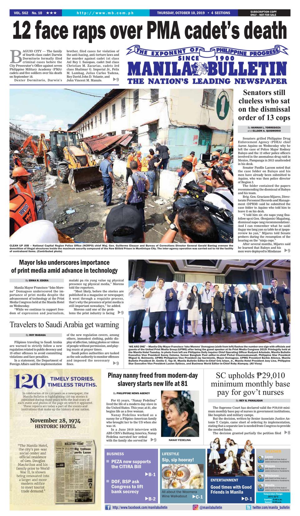 Get digital access to Manila Bulletin - October 10, 2019 issue ...