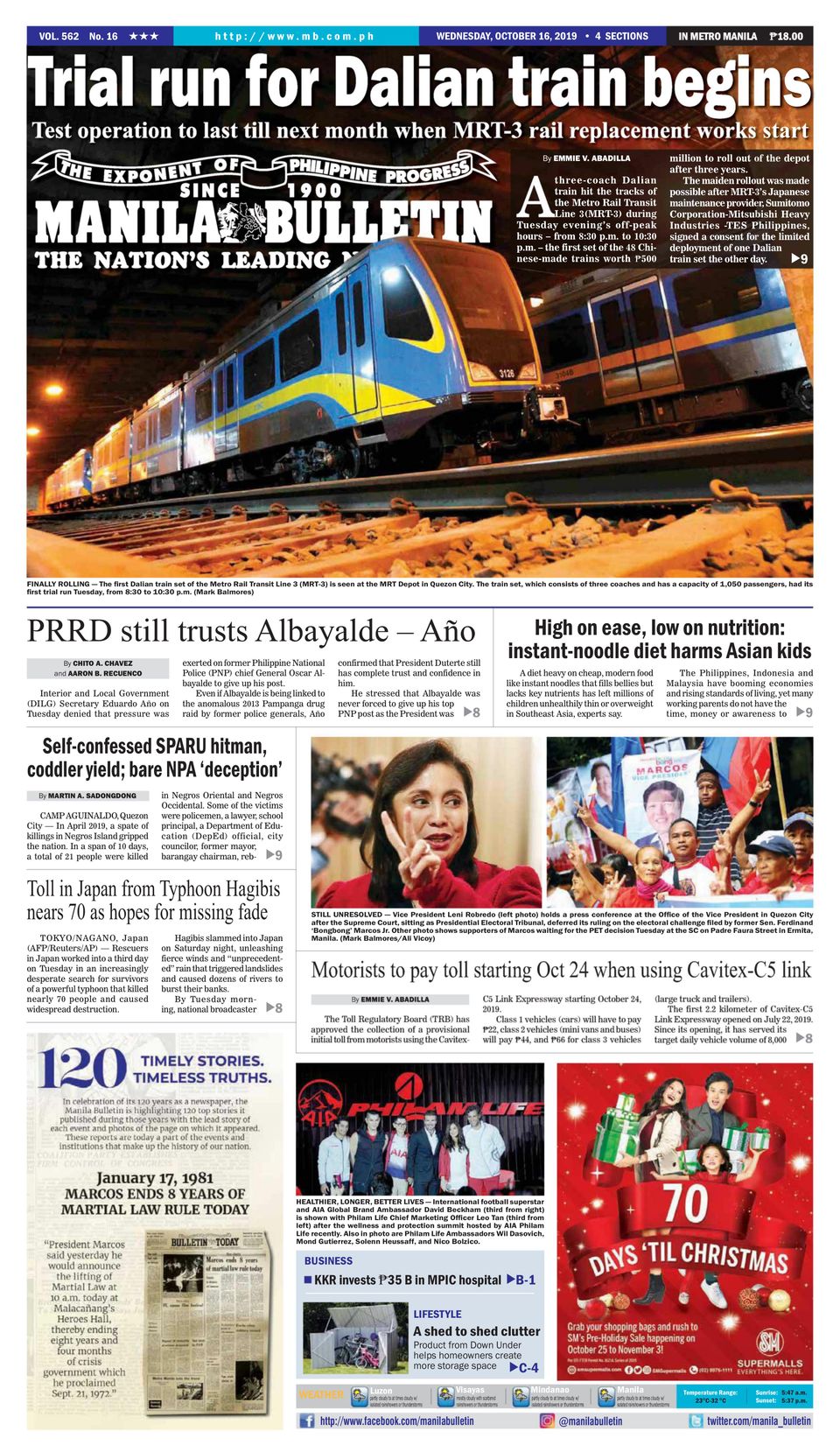 Manila Bulletin-October 16, 2019 Newspaper - Get your Digital Subscription