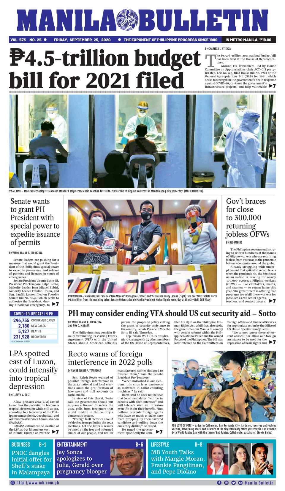 Get digital access to Manila Bulletin - September 25, 2020 issue ...