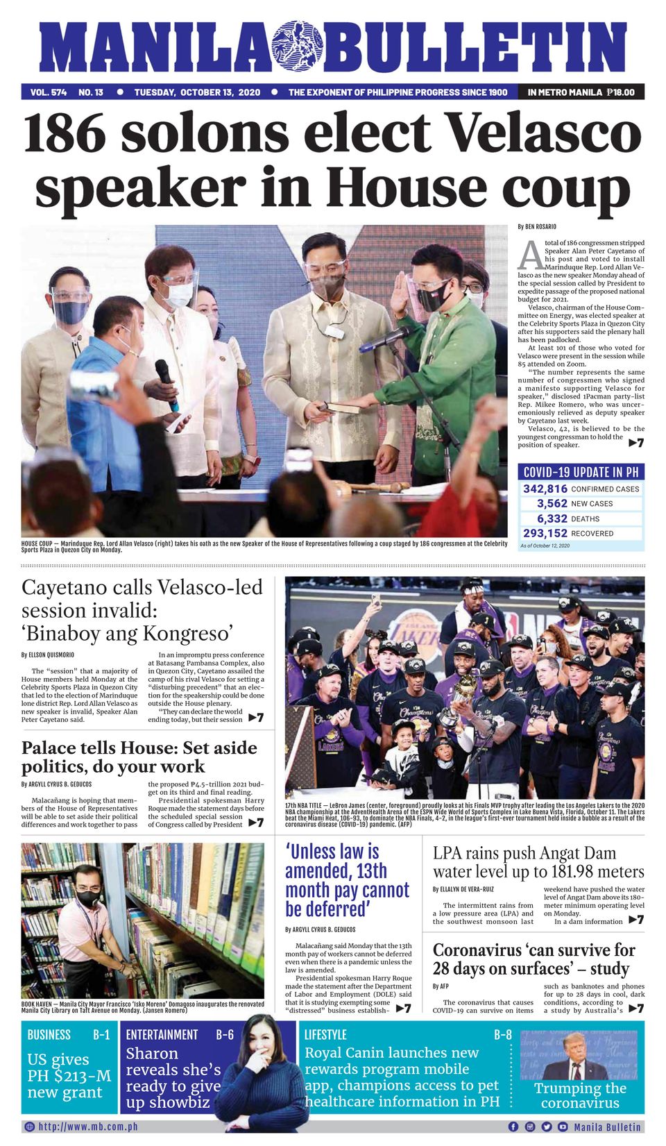 Get digital access to Manila Bulletin - October 13, 2020 issue ...